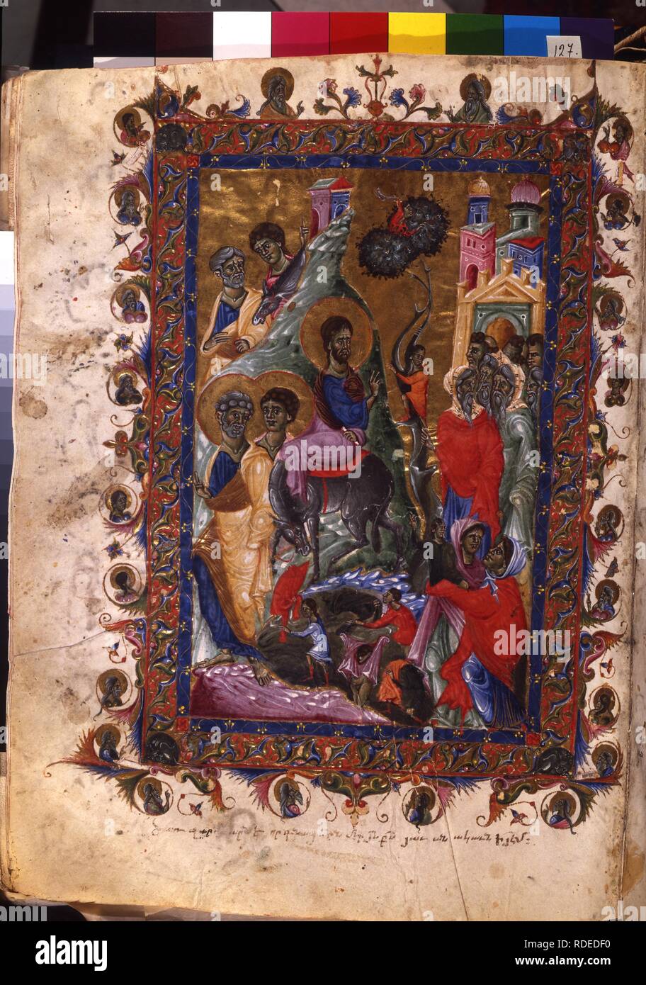 The Entry of Christ into Jerusalem (Manuscript illumination from the ...