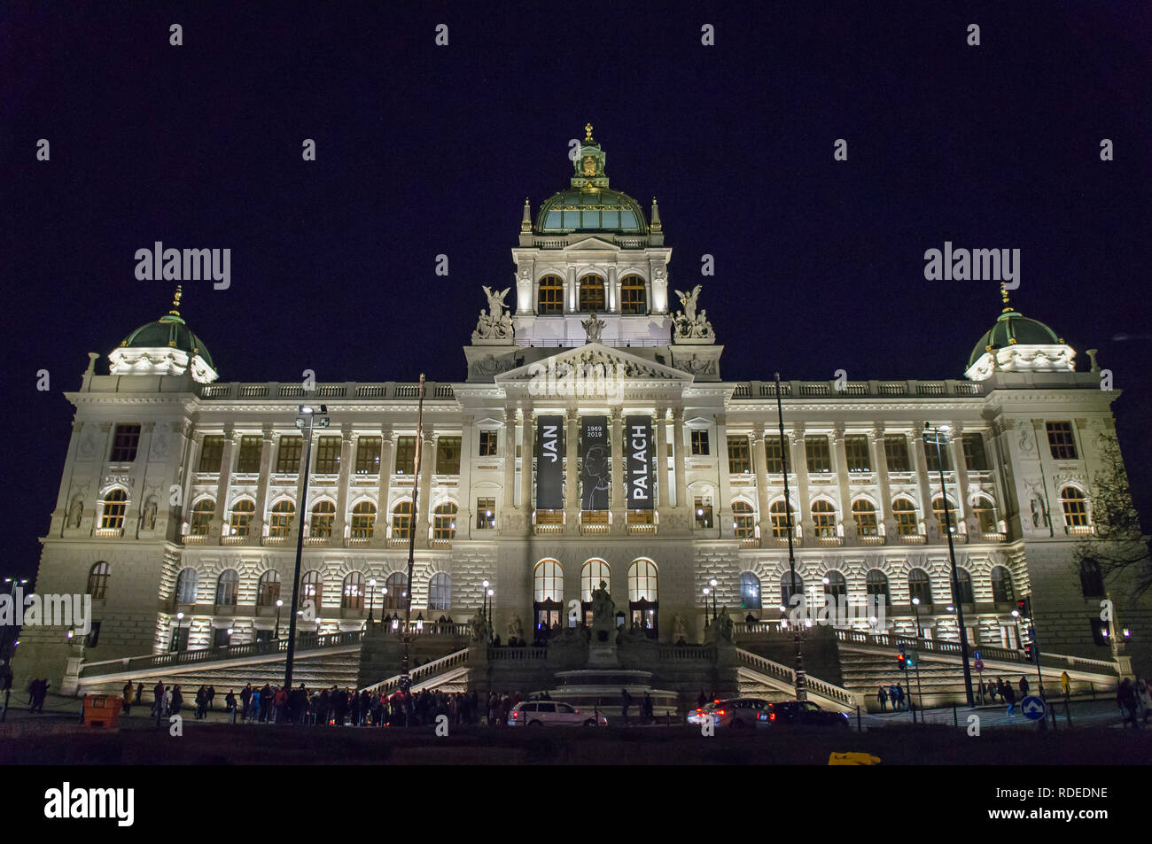 Black flags commemorating late student Jan Palach with his name and ...