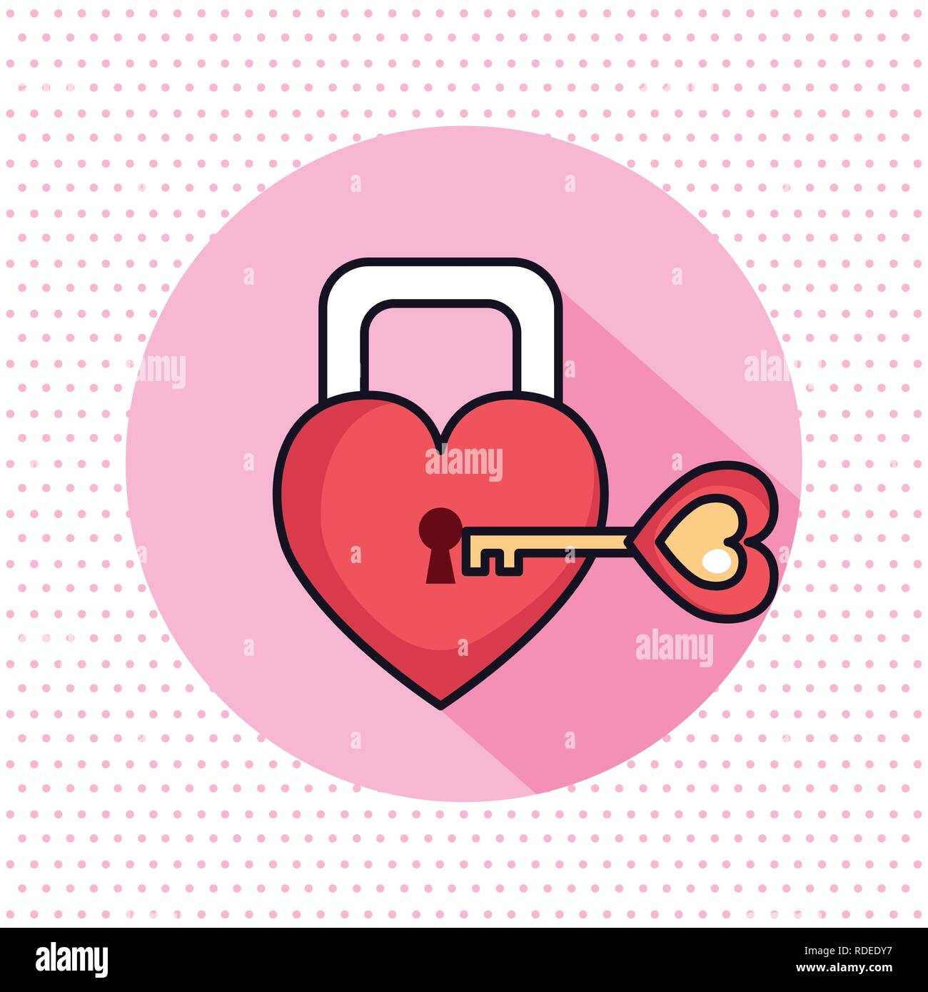 valentines day card with padlock and key Stock Vector Image & Art - Alamy