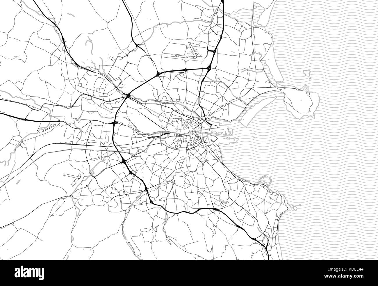 Area map of Dublin, Ireland. This artmap of Dublin contains geography ...