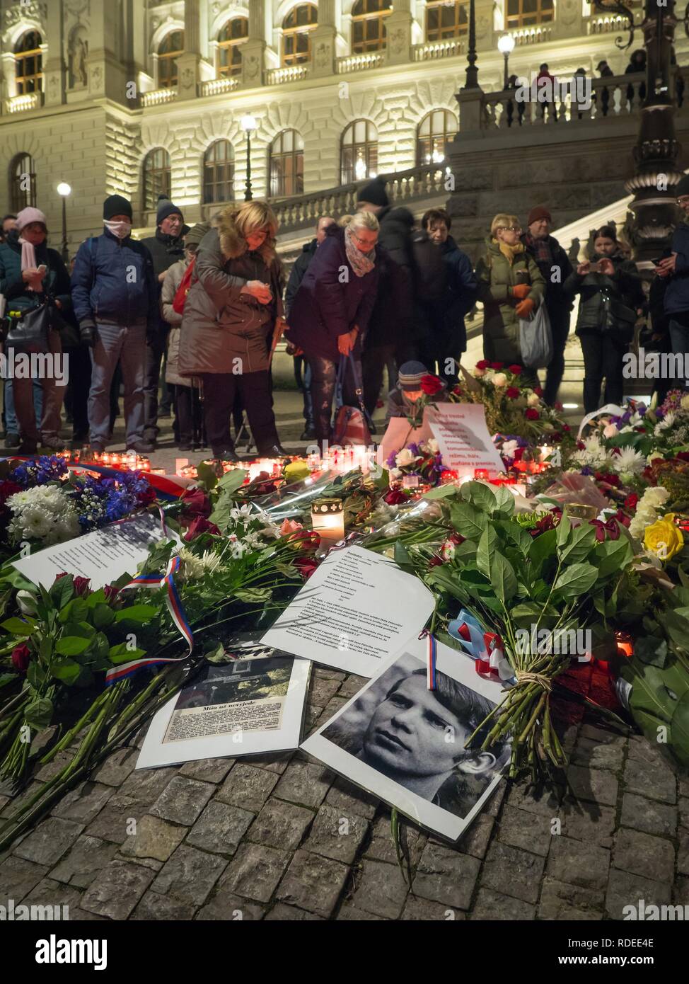 People lit up candles for Jan Palach at Jan Palach and Jan Zajic ...