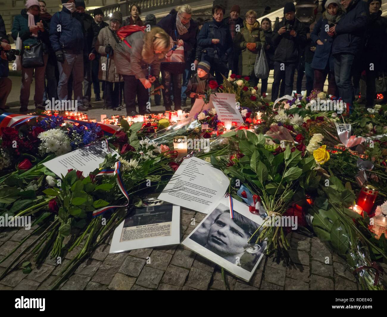 People lit up candles for Jan Palach at Jan Palach and Jan Zajic ...