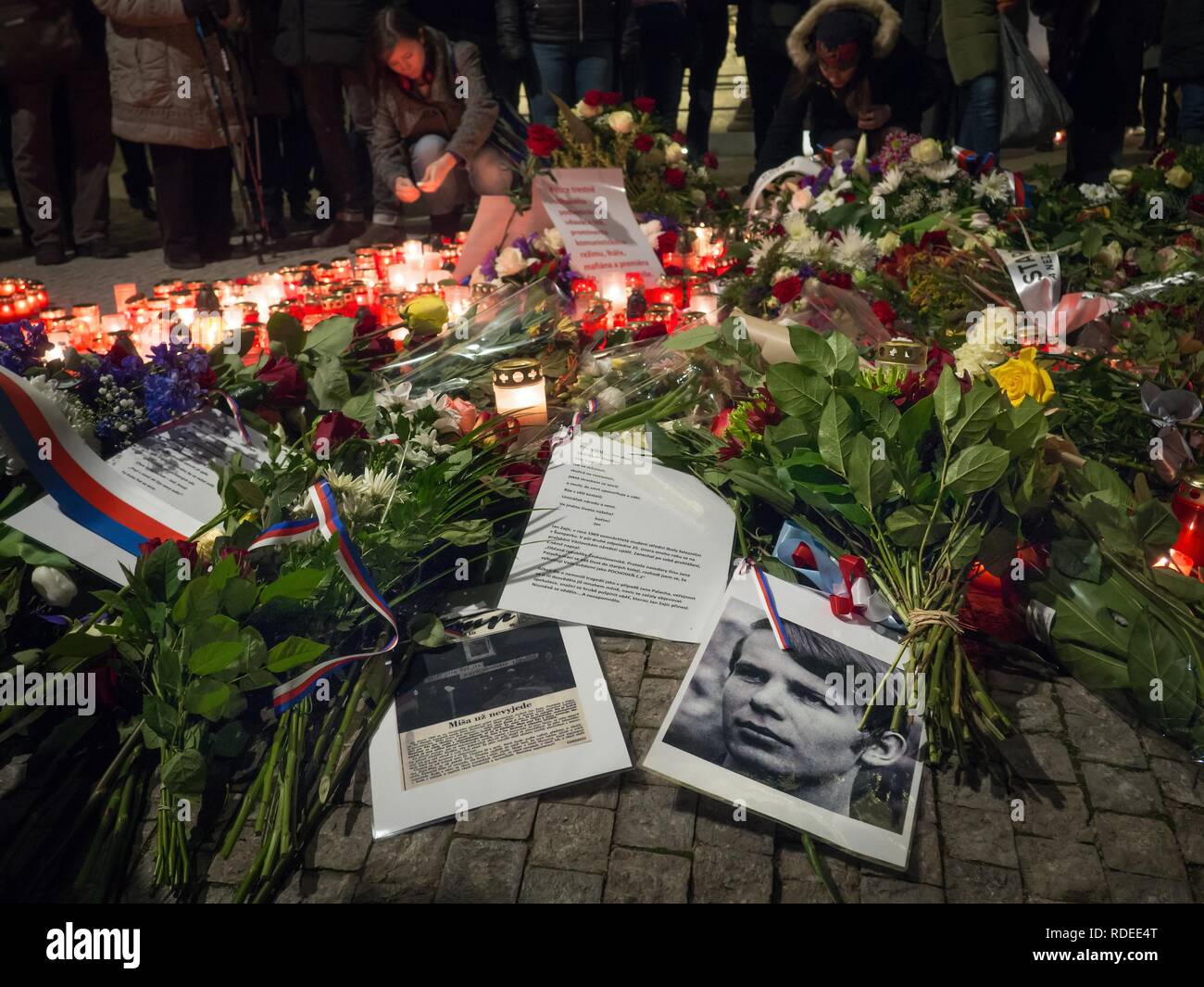 People lit up candles for Jan Palach at Jan Palach and Jan Zajic ...