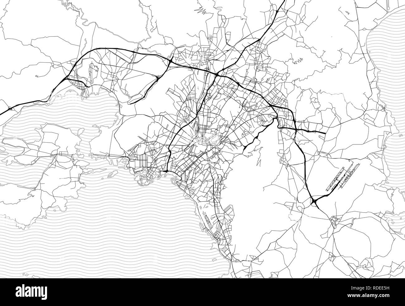 Area map of Athens, Greece. This artmap of Athens contains geography ...
