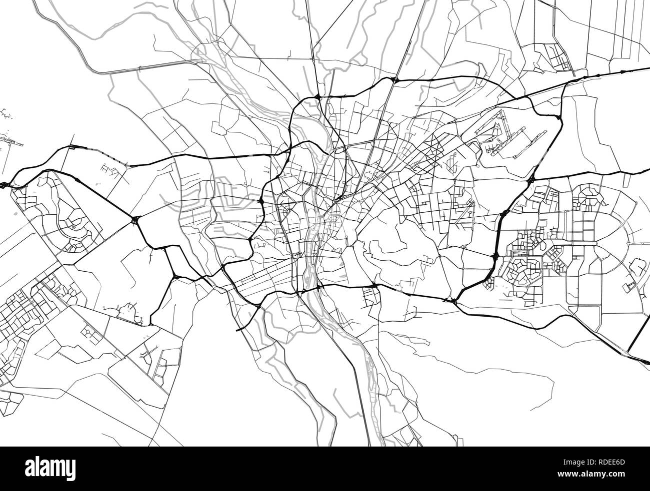 Area map of Cairo, Egypt. This artmap of Cairo contains geography lines ...