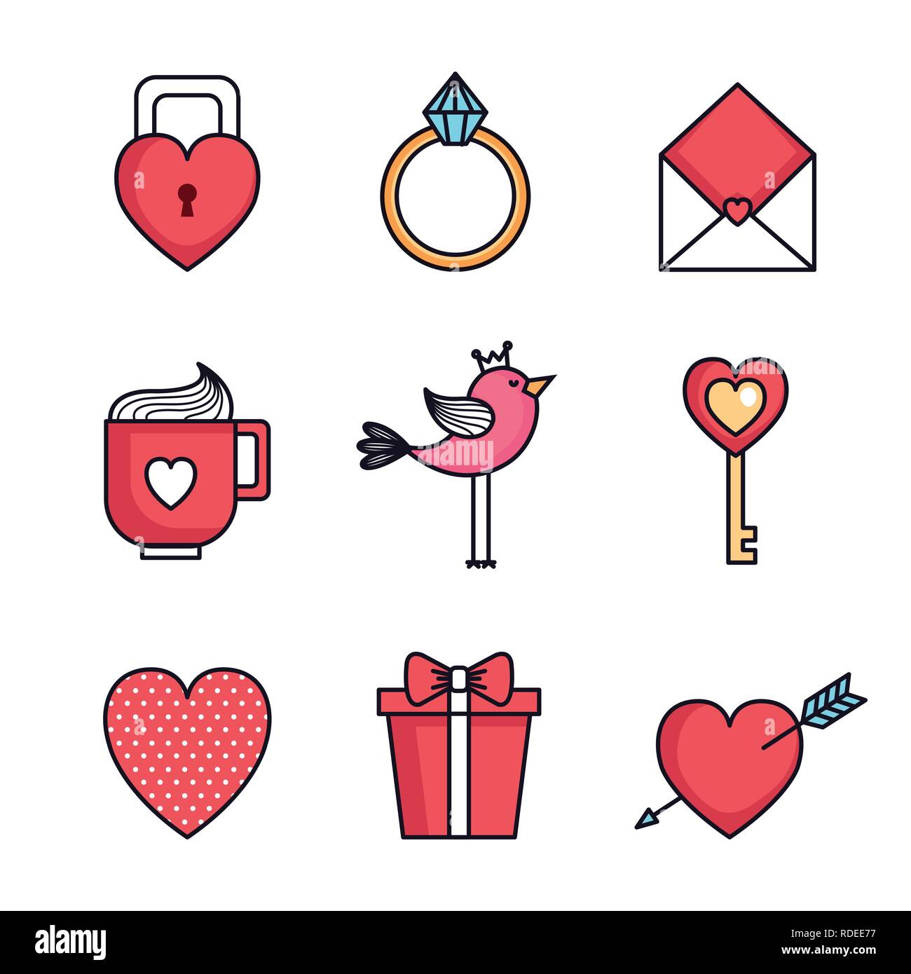 set icons of happy valentines day Stock Vector Image & Art - Alamy