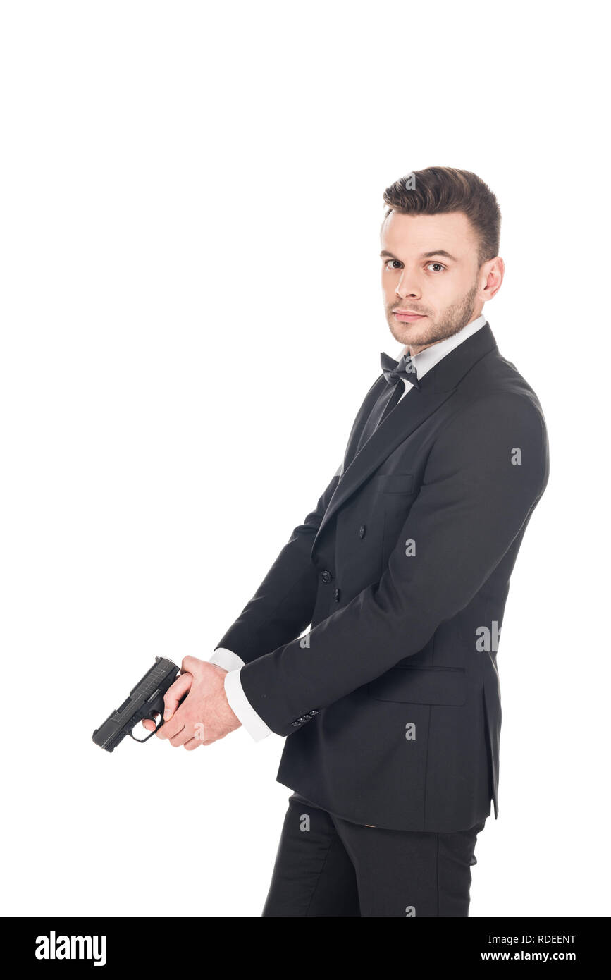 Woman gun suit hi-res stock photography and images - Alamy