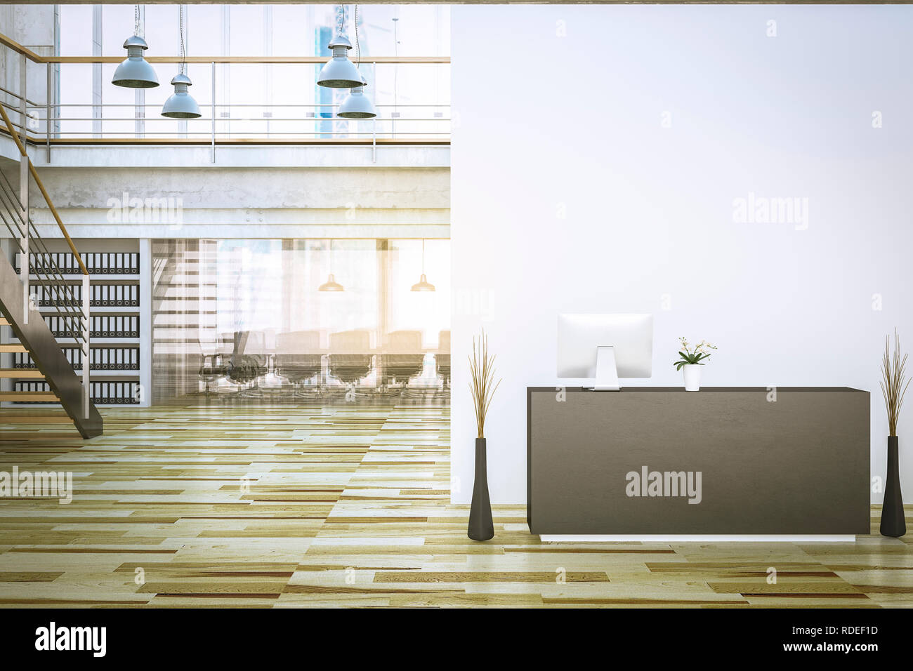 company reception 3d rendering interior Stock Photo - Alamy