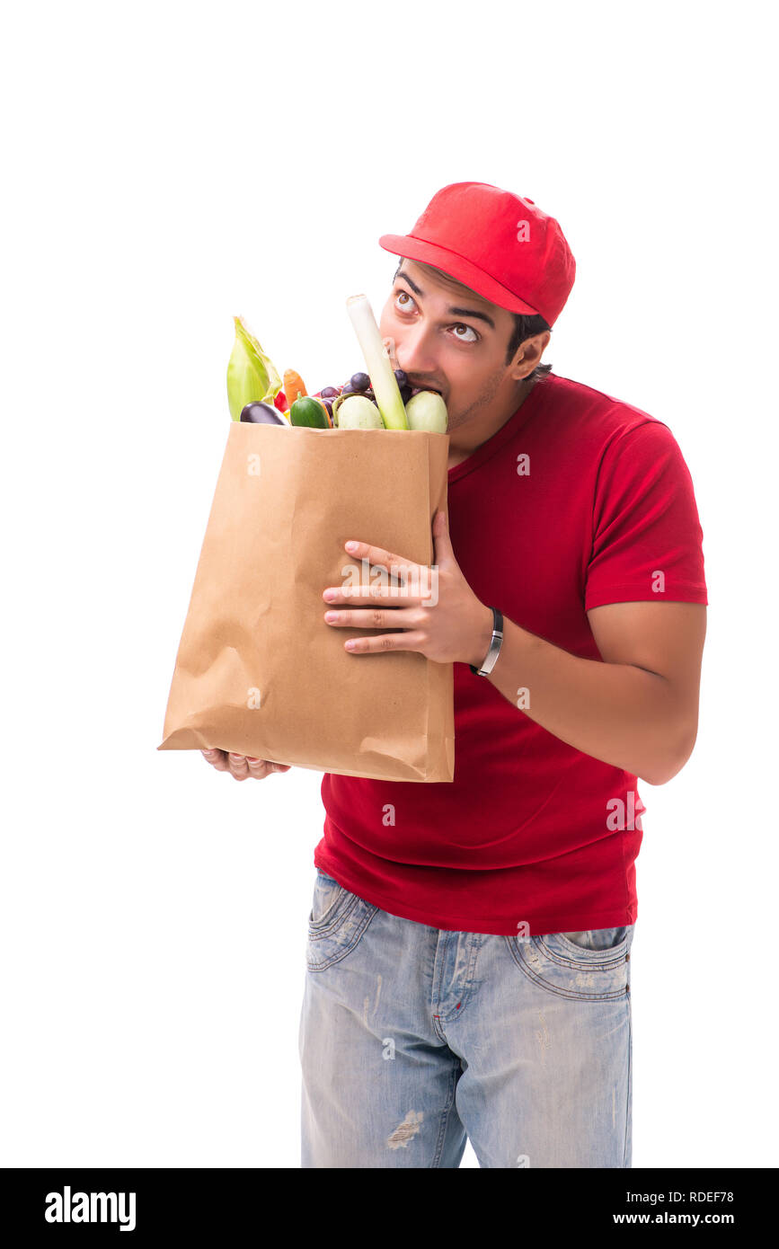 Concept of shopping delivery isolated on white background Stock Photo ...