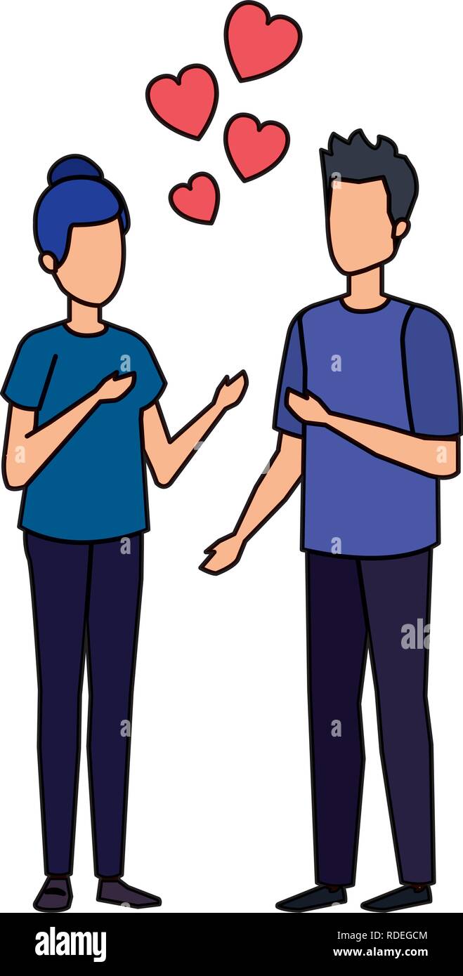 lovers couple with hearts floating Stock Vector Image & Art - Alamy