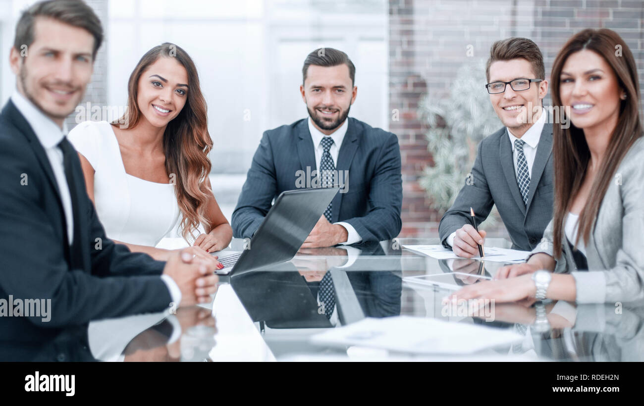business Manager and employees at an office business meeting Stock ...