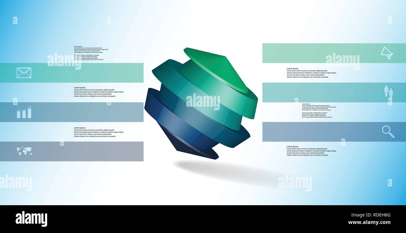 3D illustration infographic template. The round octagon is divided to ...