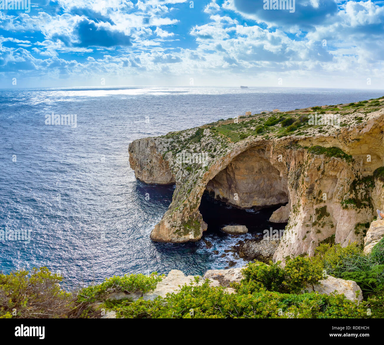 Blue Grotto, Malta. Natural stone arch and sea caves. Phantastic sea ...