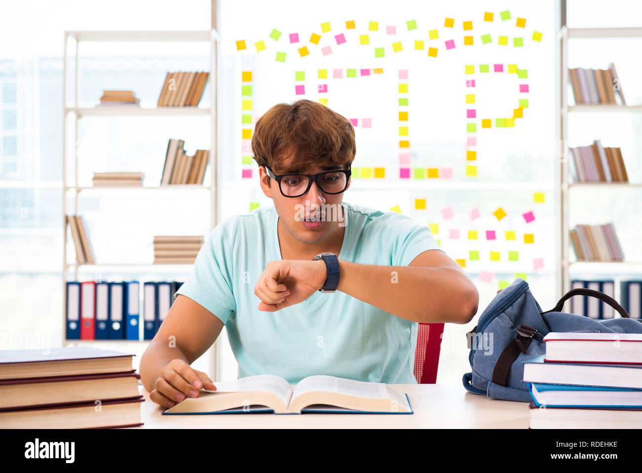Student preparing for university exams Stock Photo - Alamy