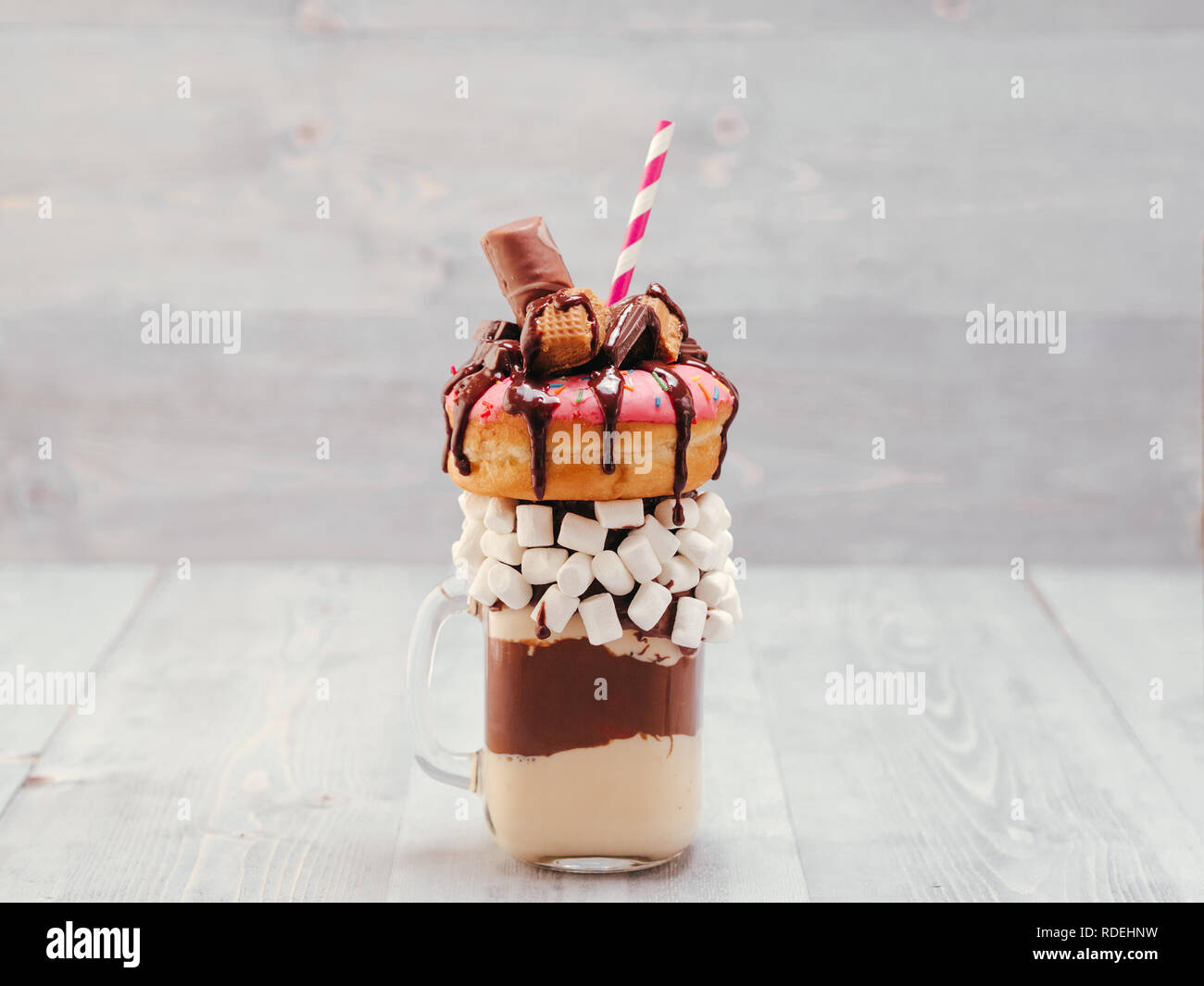 Chocolate and donuts extreme milkshake with marshmallow and other ...