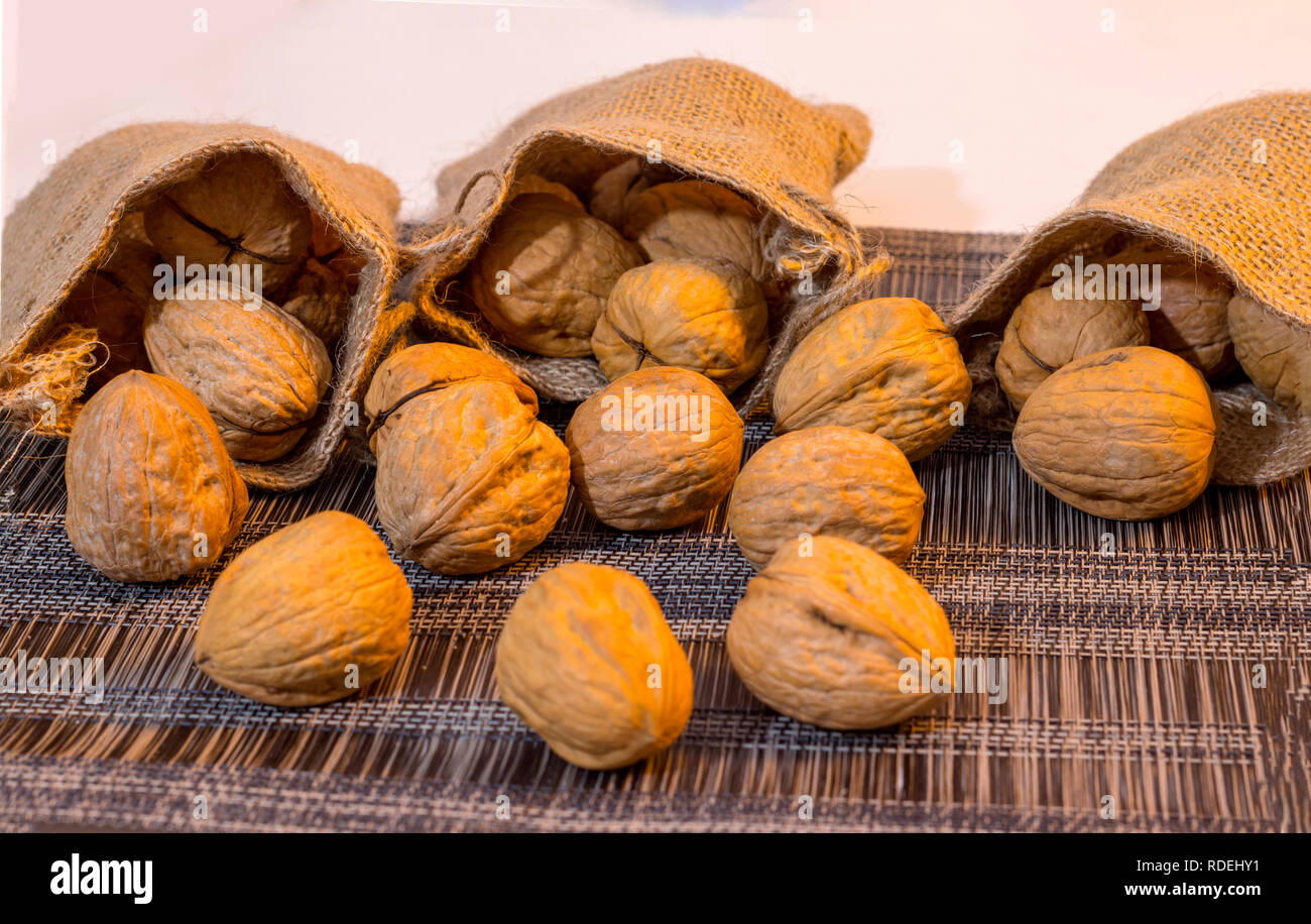 whole nuts with a sacks Stock Photo - Alamy