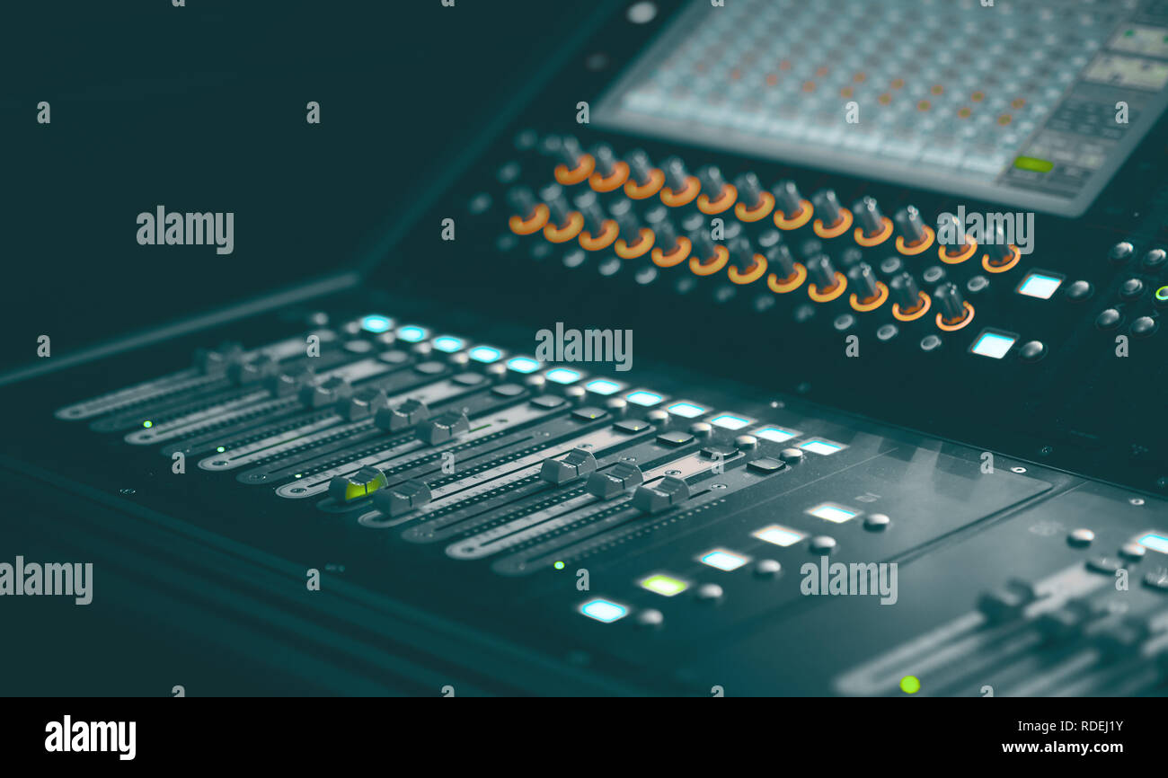 Light and Sound control mixer for Event on stage. Professional ...