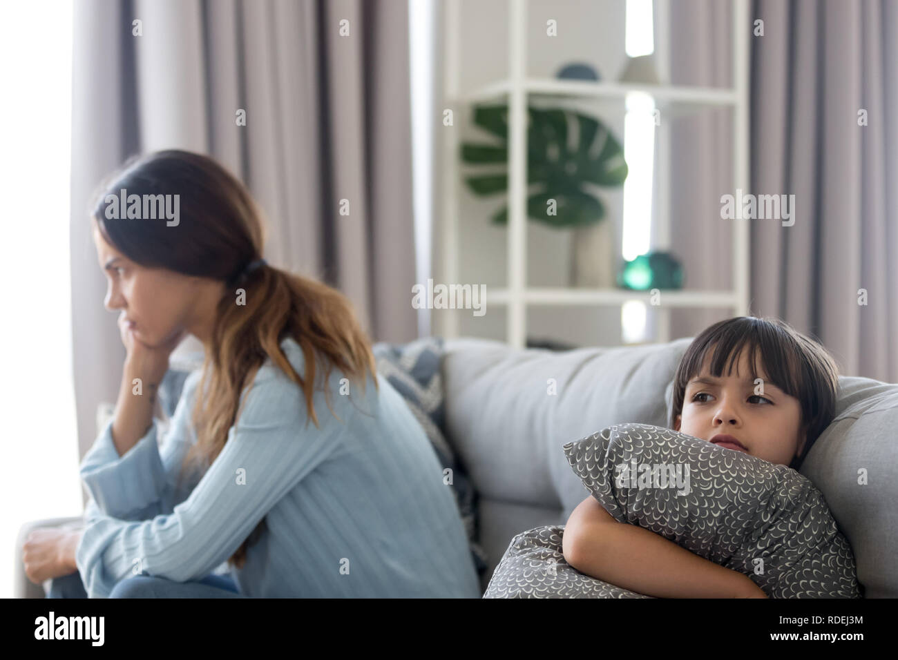 Mother talking sad girl child hi-res stock photography and images - Alamy