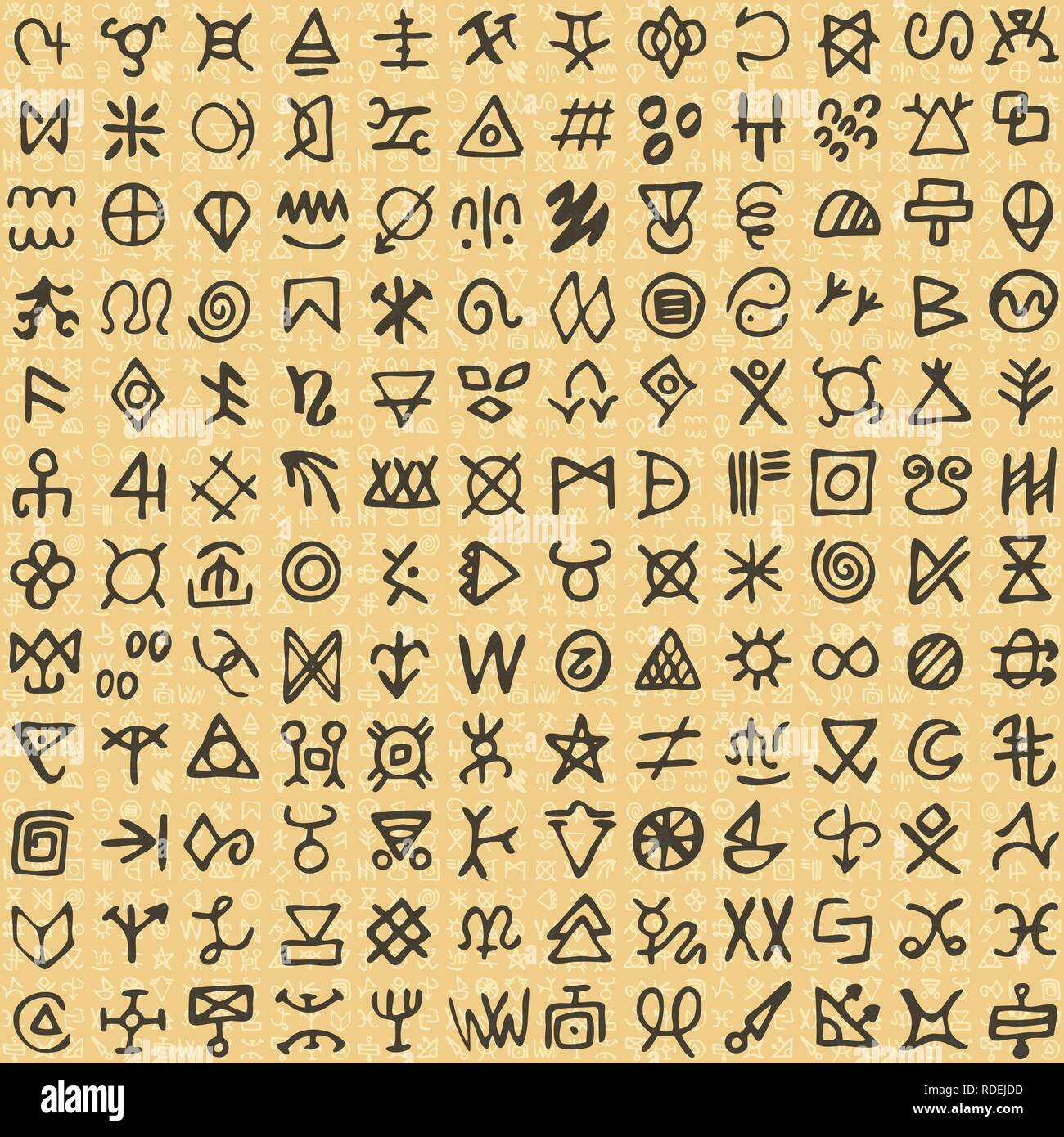 Seamless Pattern digital art ritual symbols and screen printing ...