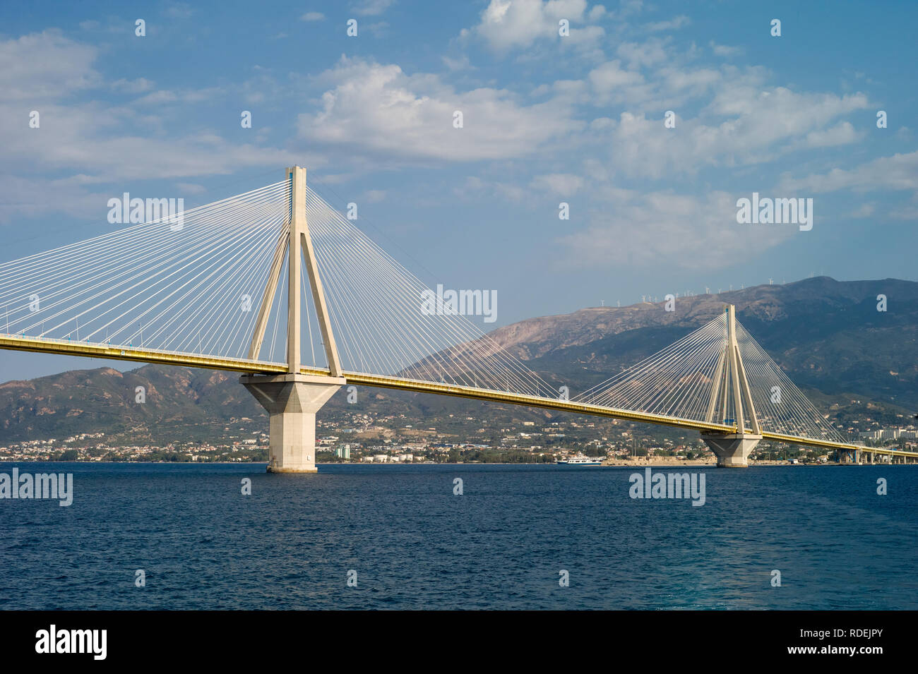 Cable-stayed bridge over the Gulf of Corinth, Greece Stock Photo - Alamy