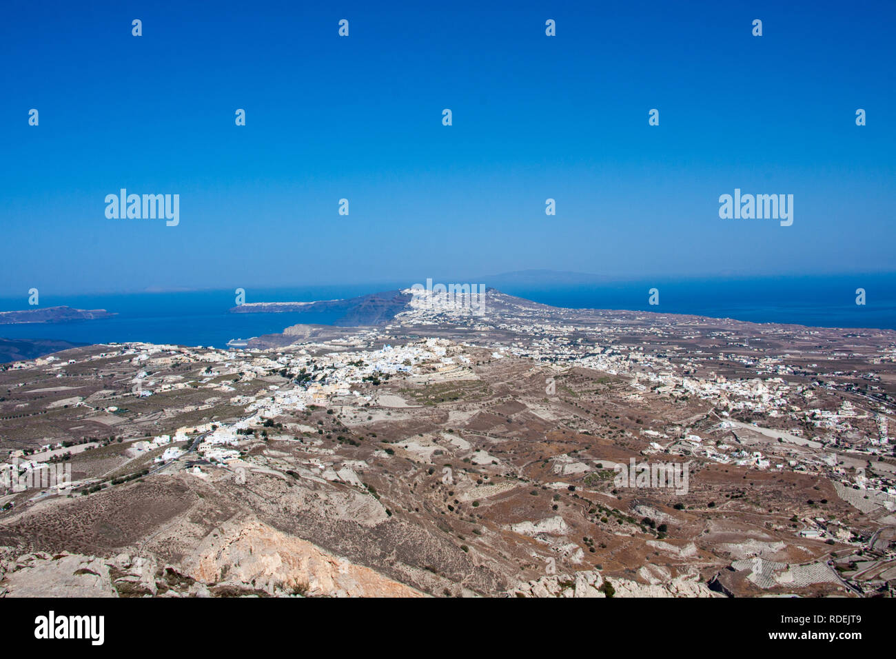 small villages on island Santorini Stock Photo - Alamy