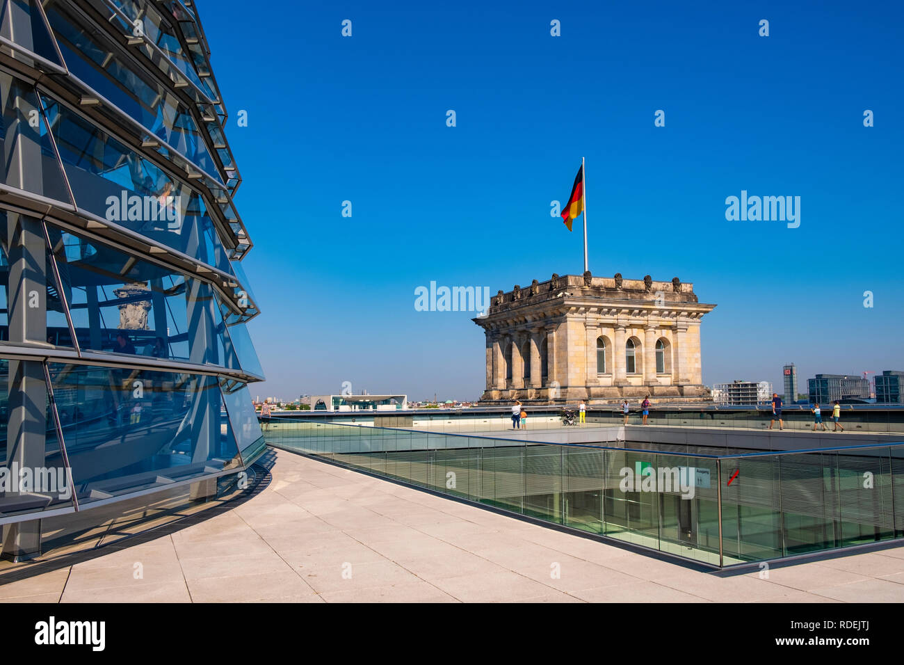 Berlin, Berlin state / Germany - 2018/07/31: Rooftop of the Reichstag ...
