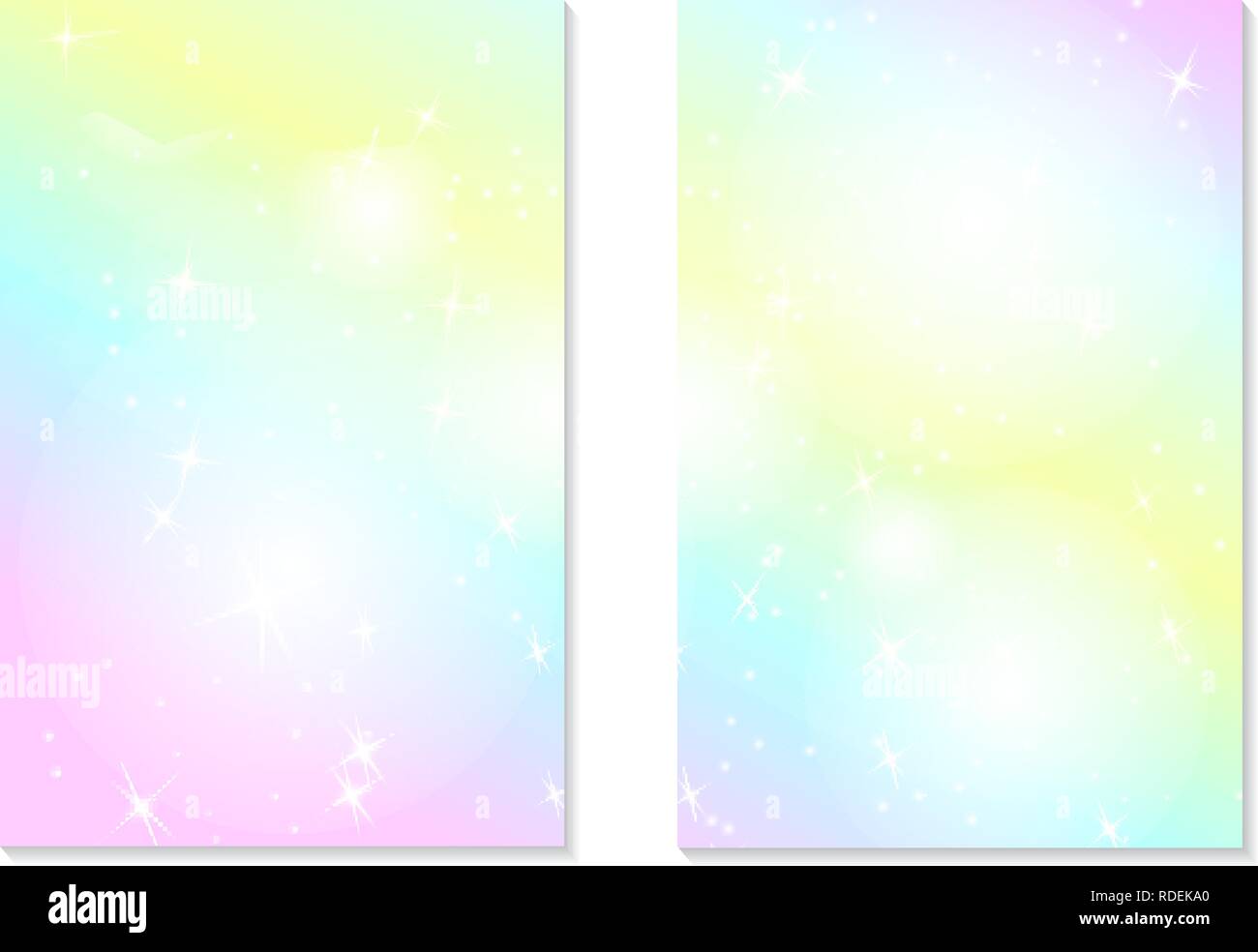 Unicorn rainbow background. Holographic sky in pastel color. Bright ...