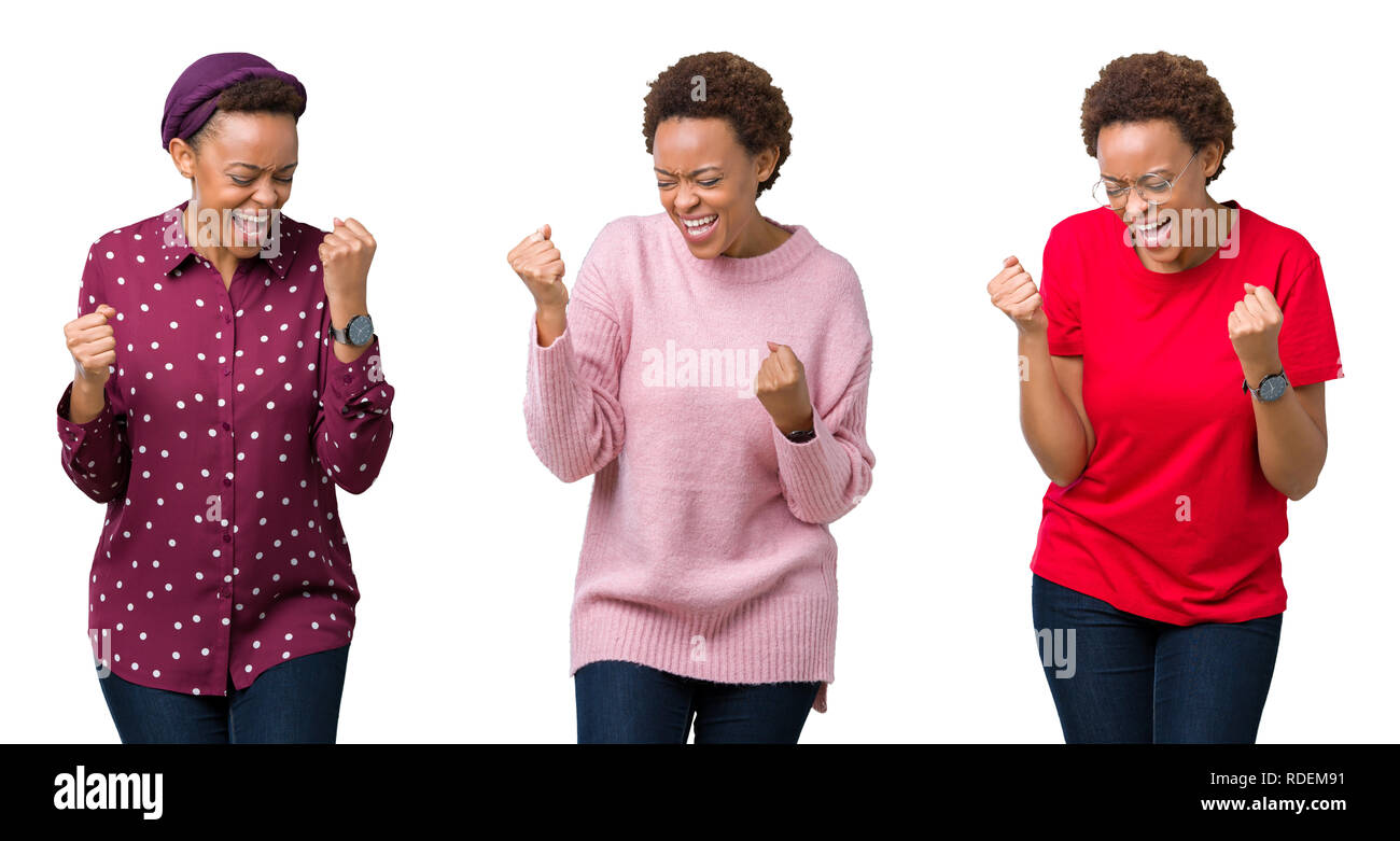 Young african american woman with afro hair over isolated background ...
