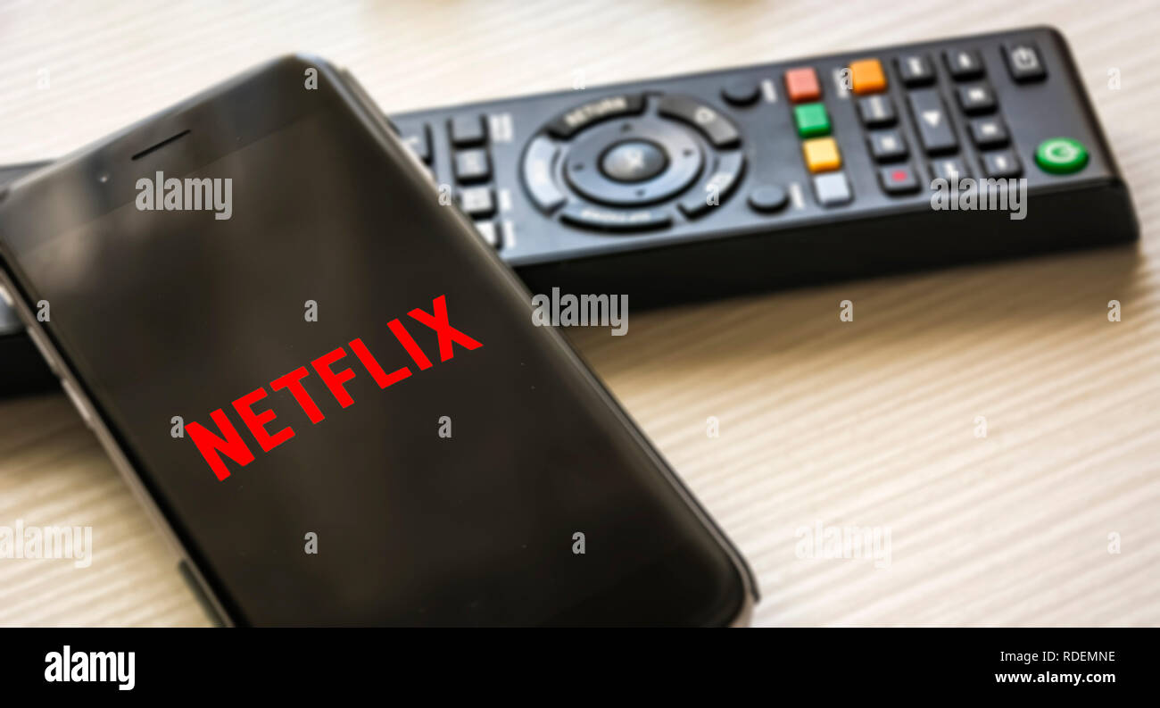 Netflix logo remote hi-res stock photography and images - Alamy