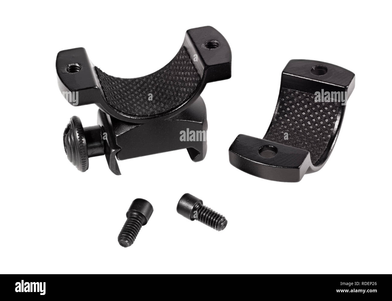 Disassembled rings for a sniper scope isolated on a white background ...