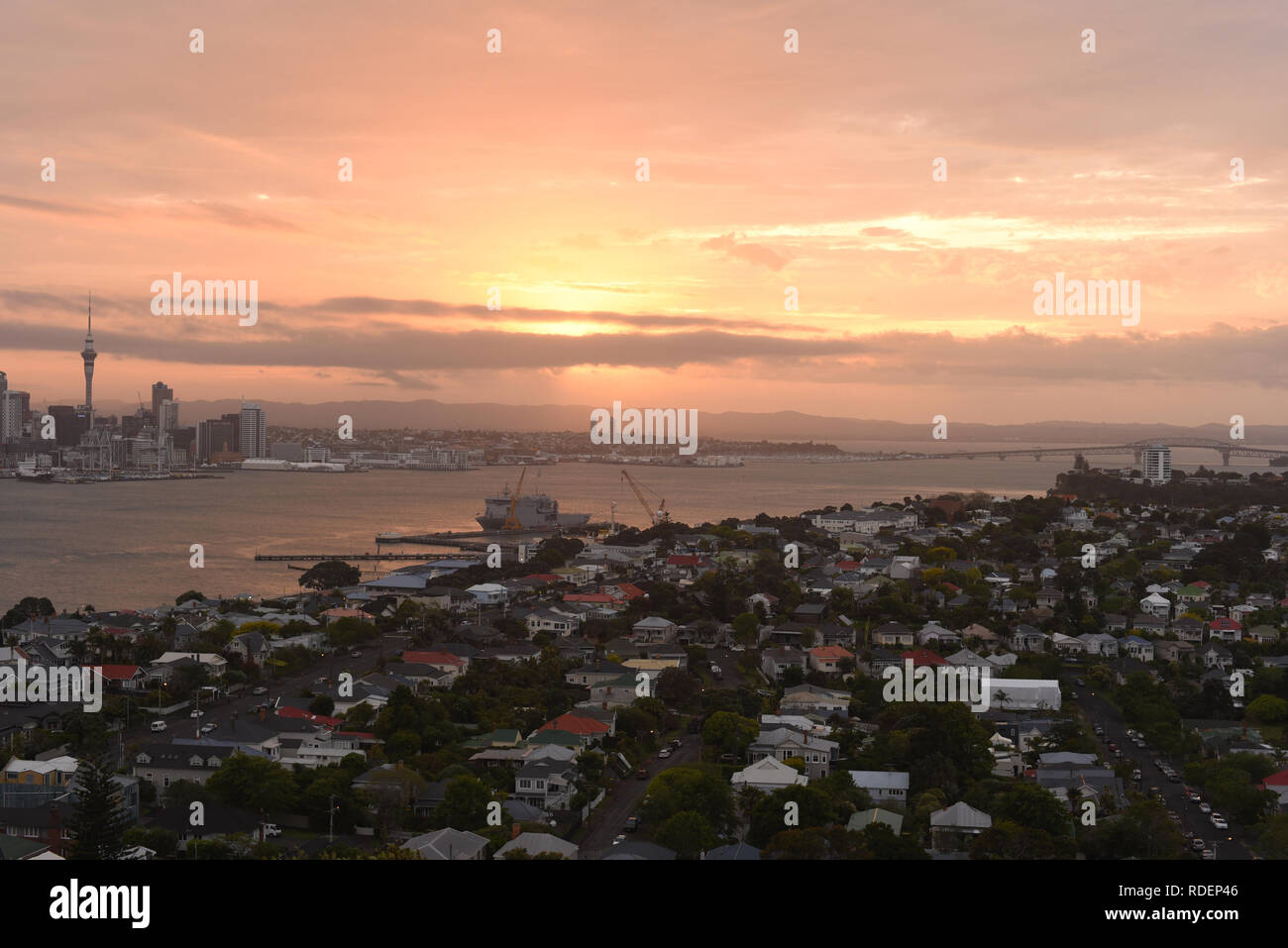 view of Auckland city looking from north point, Devonport Stock Photo ...