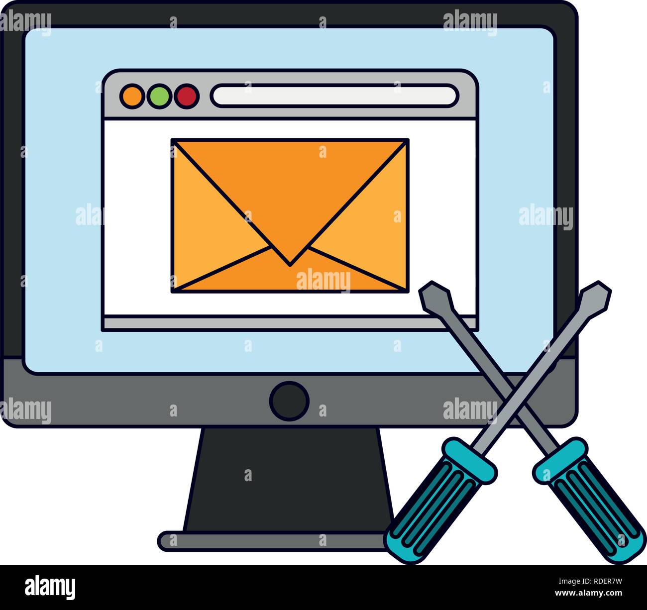 computer with email and tools Stock Vector Image & Art - Alamy