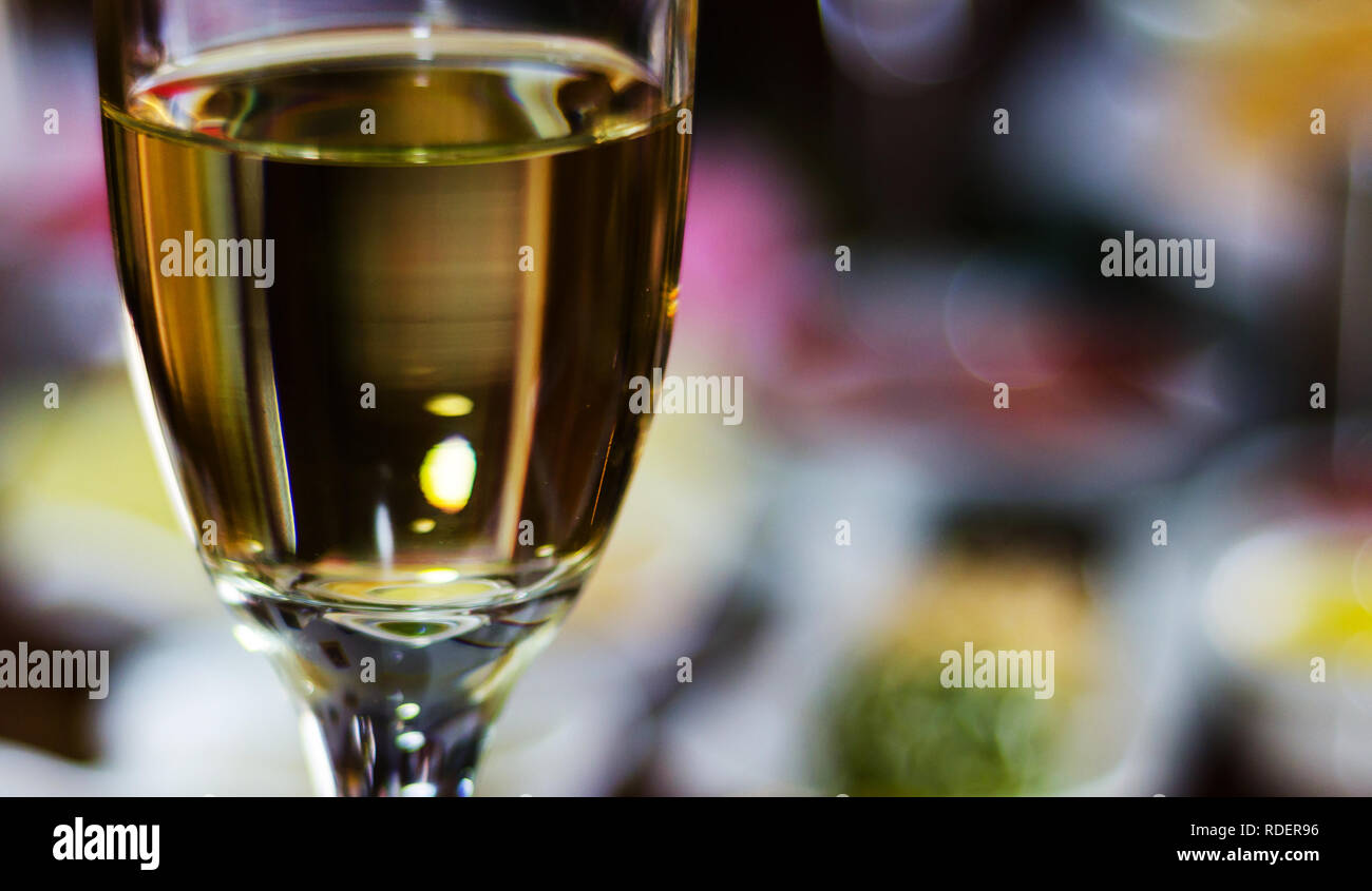 champagne with set appetizers in small portions, healthy and delicious ...