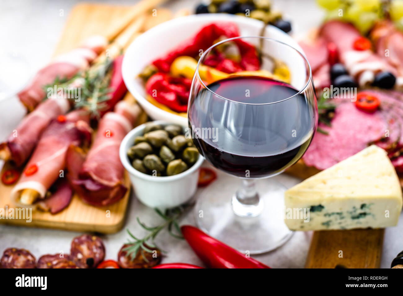 Traditional spanish tapas, wine snack set, food from spain, cheese ...