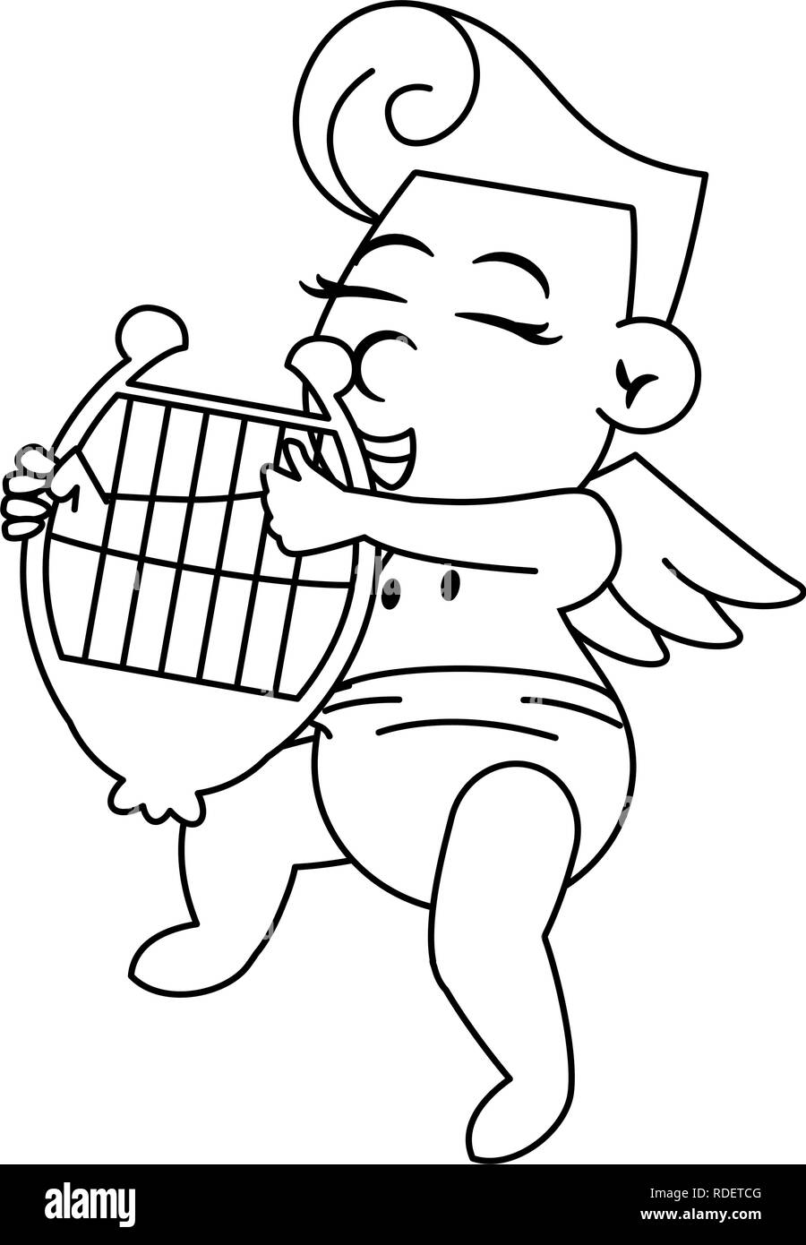 Cupid playing harp Stock Vector Image & Art - Alamy