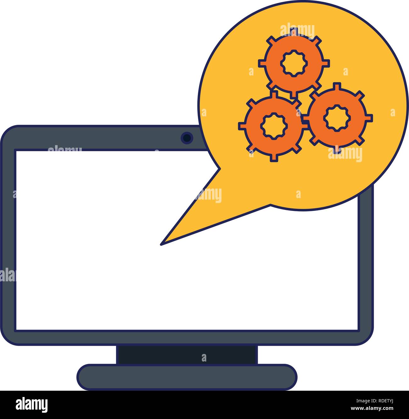 Computer screen with gears in bubble Stock Vector Image & Art - Alamy