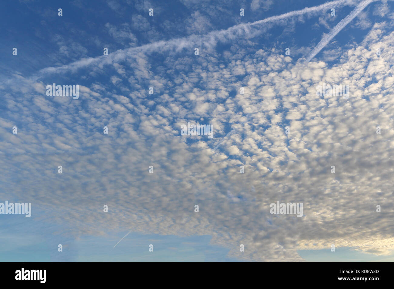 The vast blue sky and clouds lies above surface Earth atmosphere Stock ...