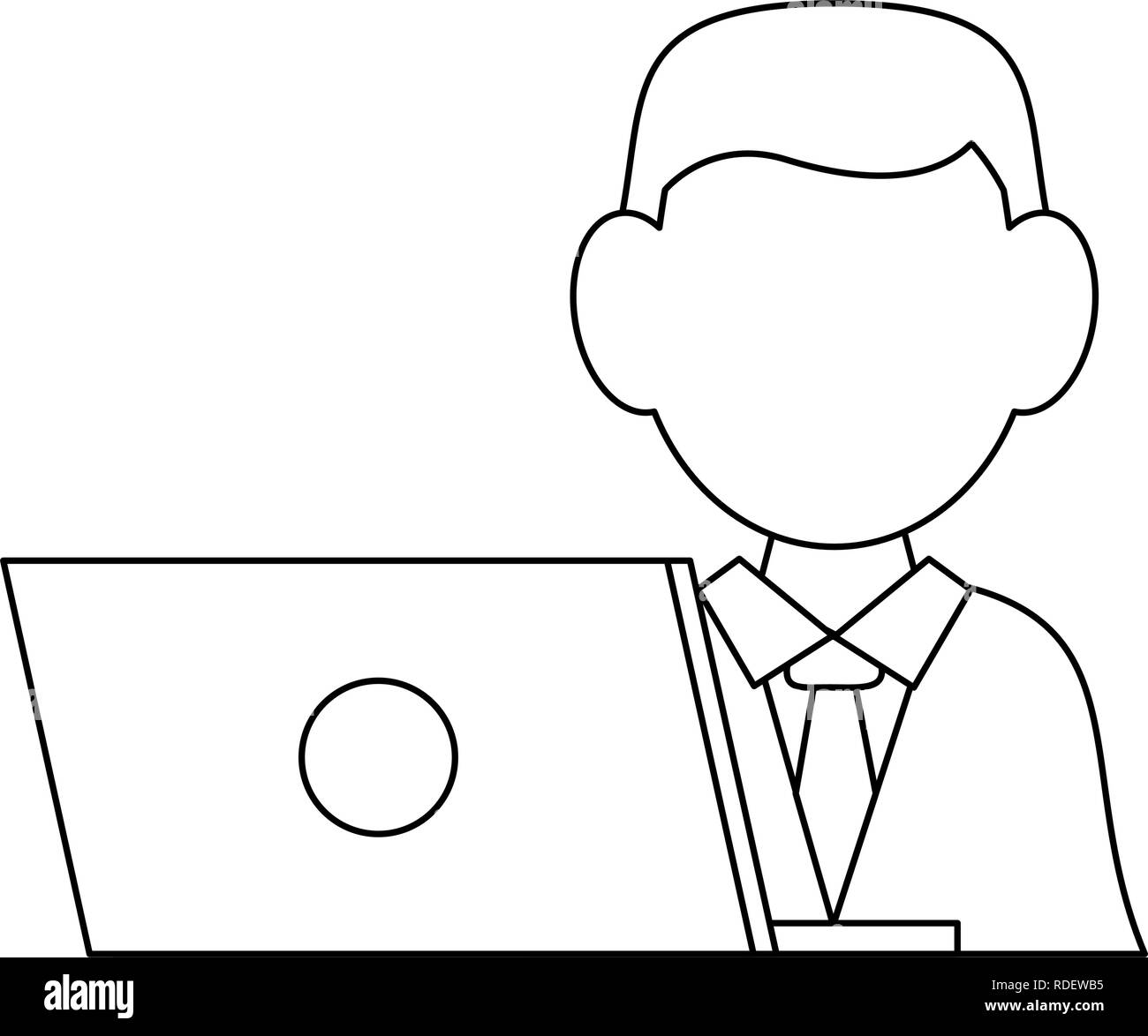 Businessman character avatar laptop vector hi-res stock photography and ...