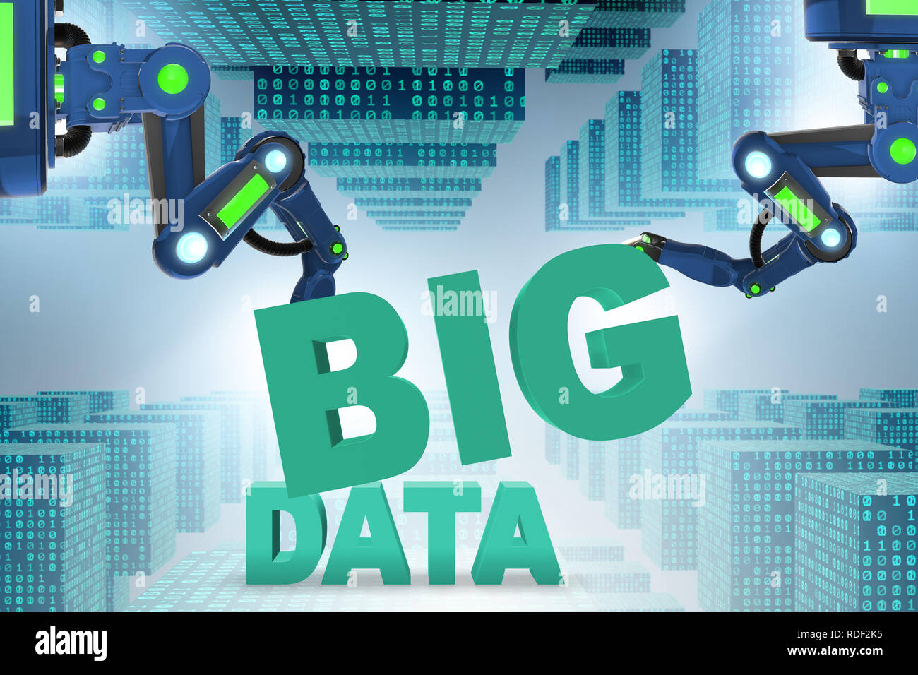 Big data concept with robotic arms - 3d rendering Stock Photo - Alamy