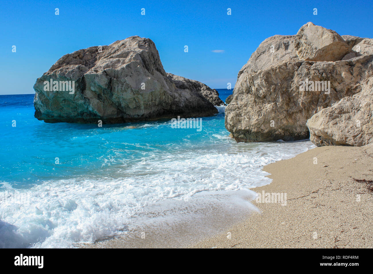 two big rocks on the beach, Lefkada island Stock Photo - Alamy