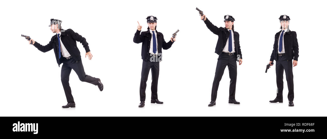 Police officer isolated on white Stock Photo - Alamy