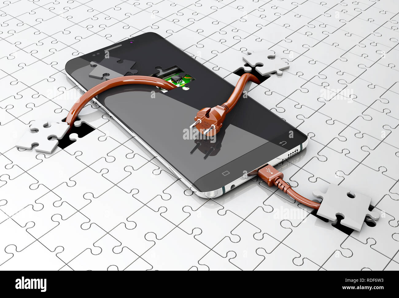 New concept development of smartphone. Mobile charging technology 3d ...