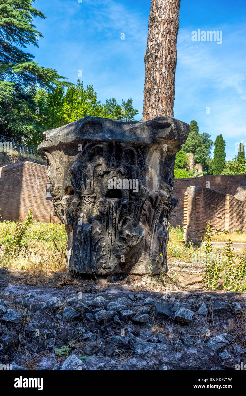 The ancient ruins at the Roman Forum at Rome. Famous world landmark ...