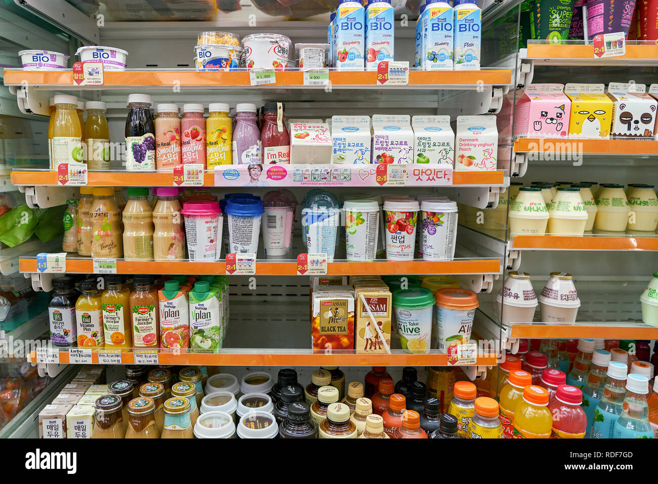 SEOUL, SOUTH KOREA - CIRCA MAY, 2017: inside 7-11 convenience store ...