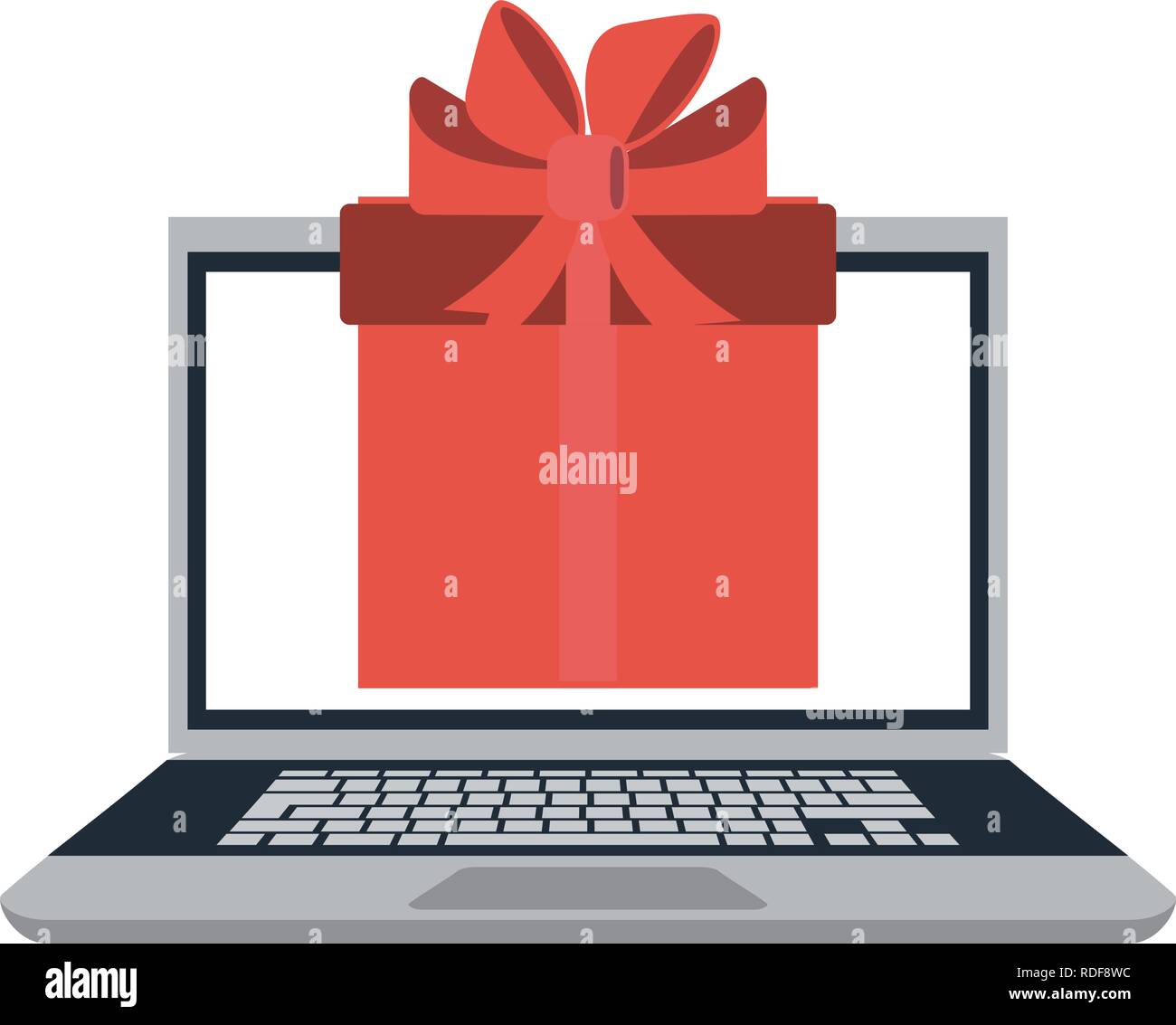 laptop with gift box on screen Stock Vector Image & Art - Alamy