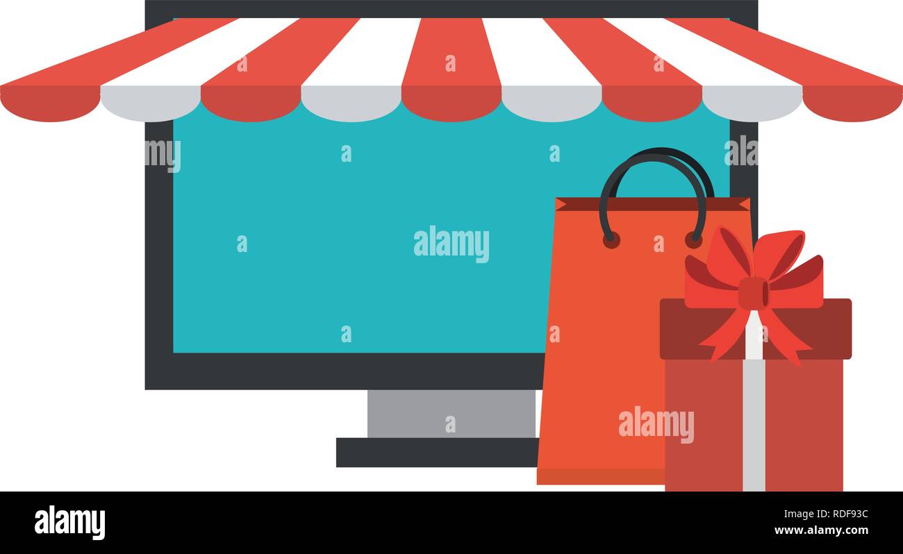 online store computer with gifts Stock Vector Image & Art - Alamy