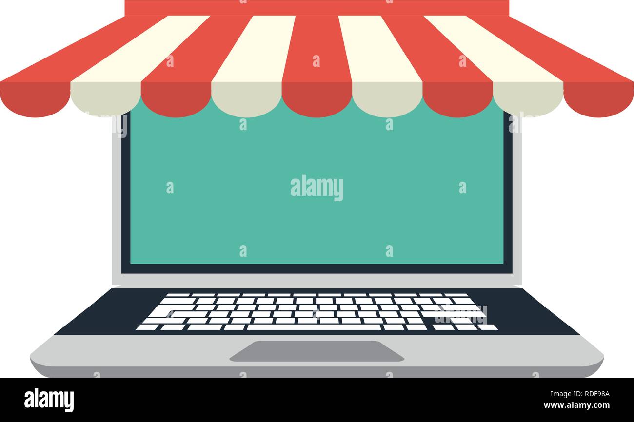 online store with laptop Stock Vector Image & Art - Alamy