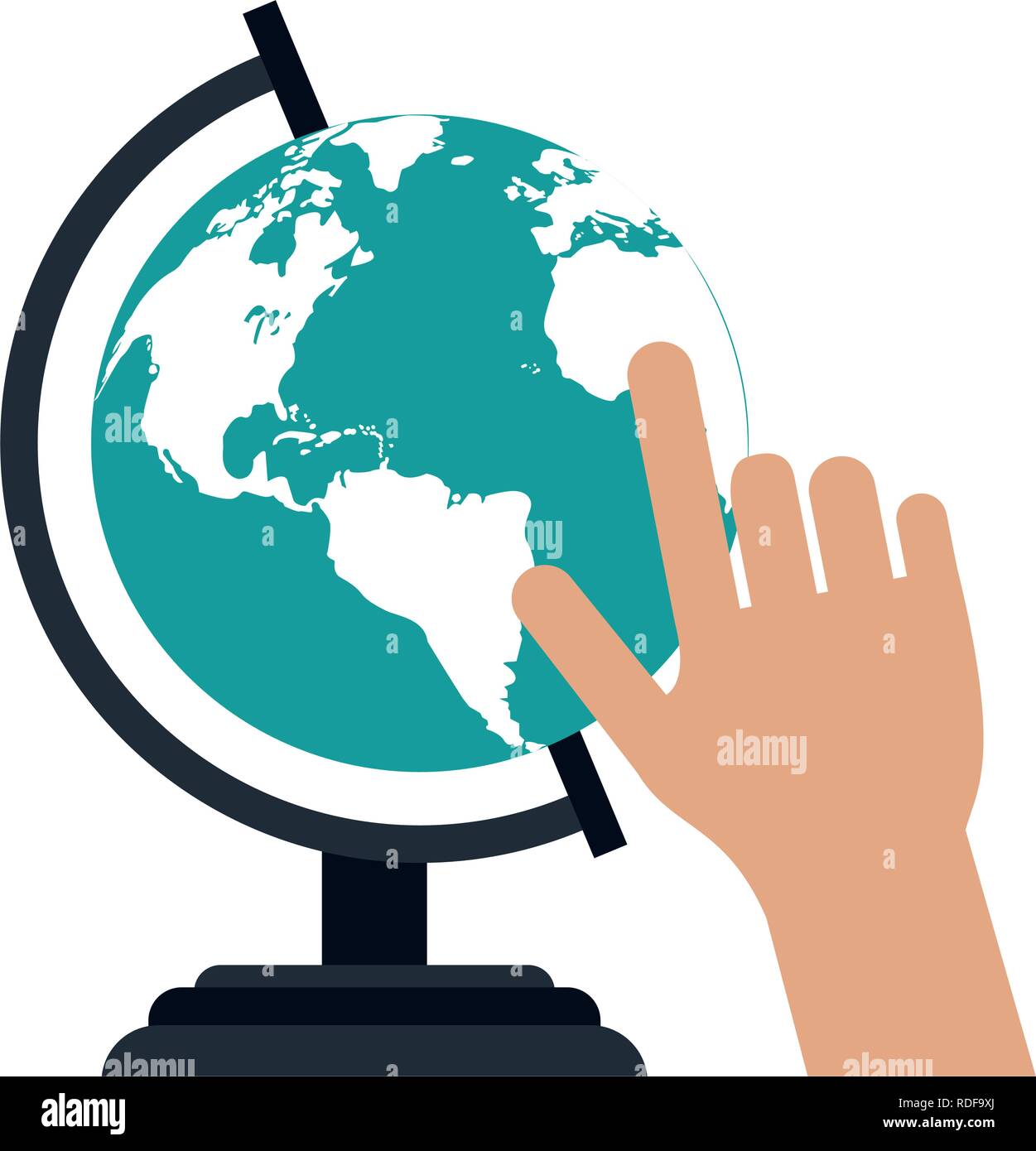 hand pointing world globe Stock Vector Image & Art - Alamy