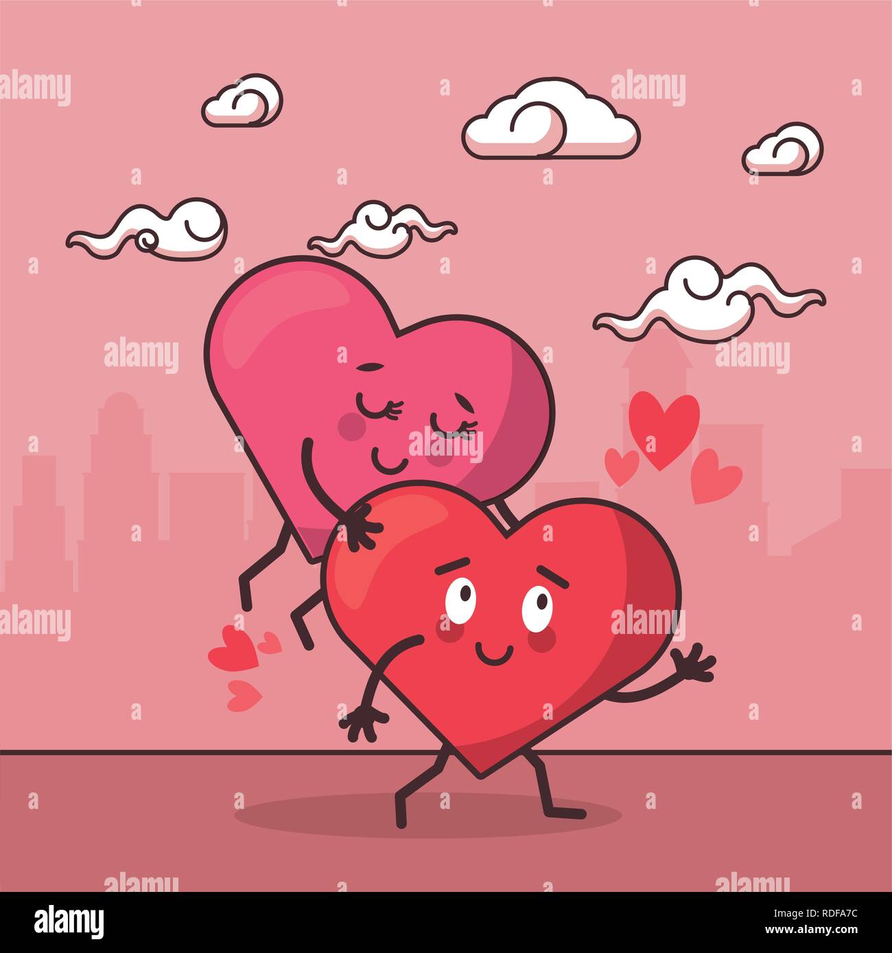love hearts couple cartoon Stock Vector Image & Art - Alamy