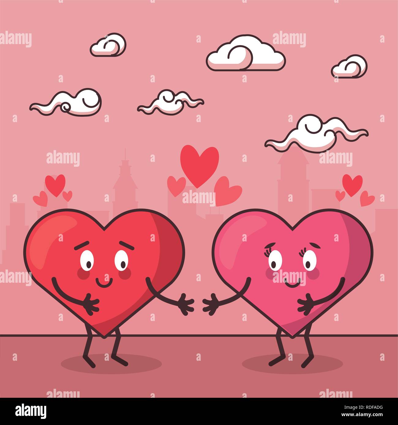love hearts couple cartoon Stock Vector Image & Art - Alamy